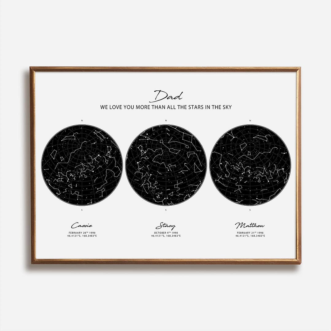 Multiple Star Maps - personalised piece of art
